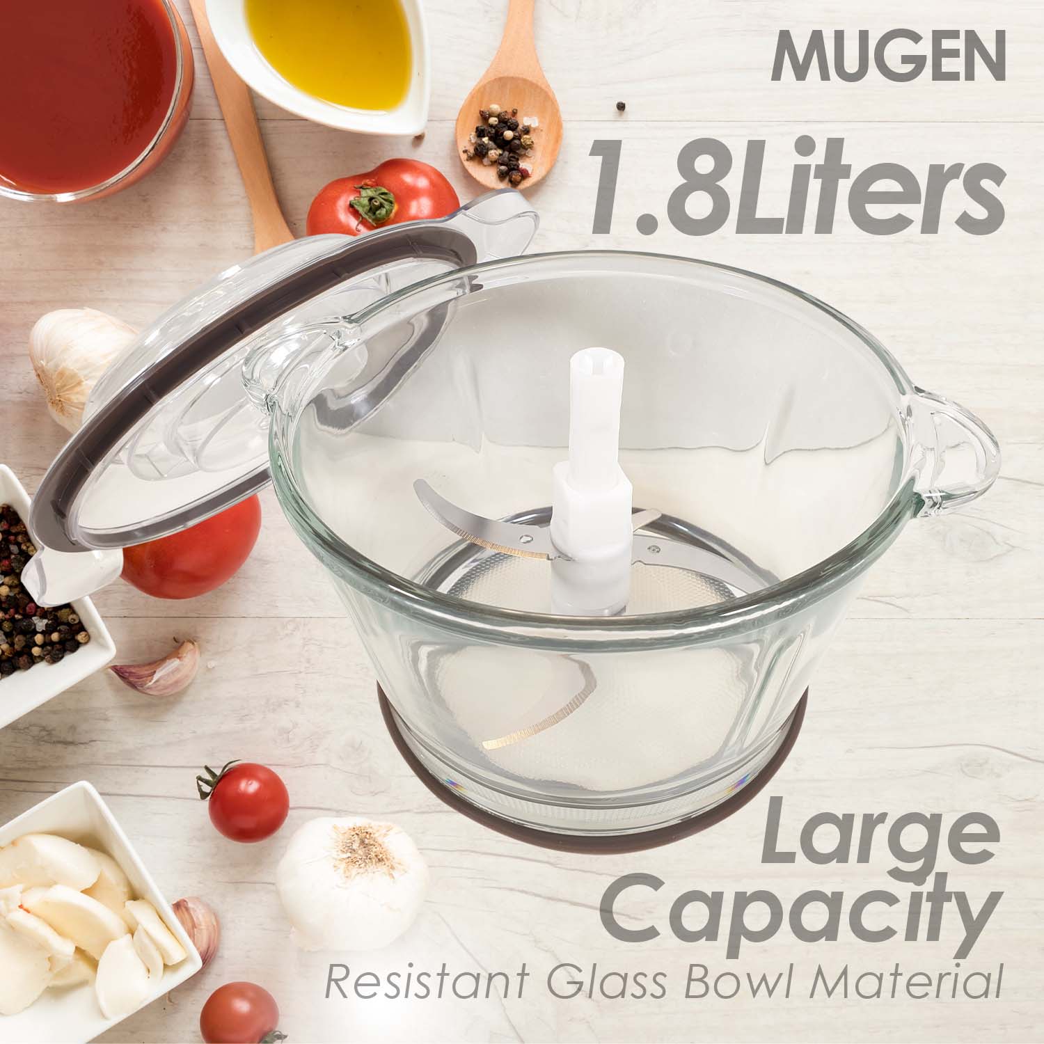 1.8L Glass Food Chopper: Efficient and Versatile Kitchen Appliance - MUGEN