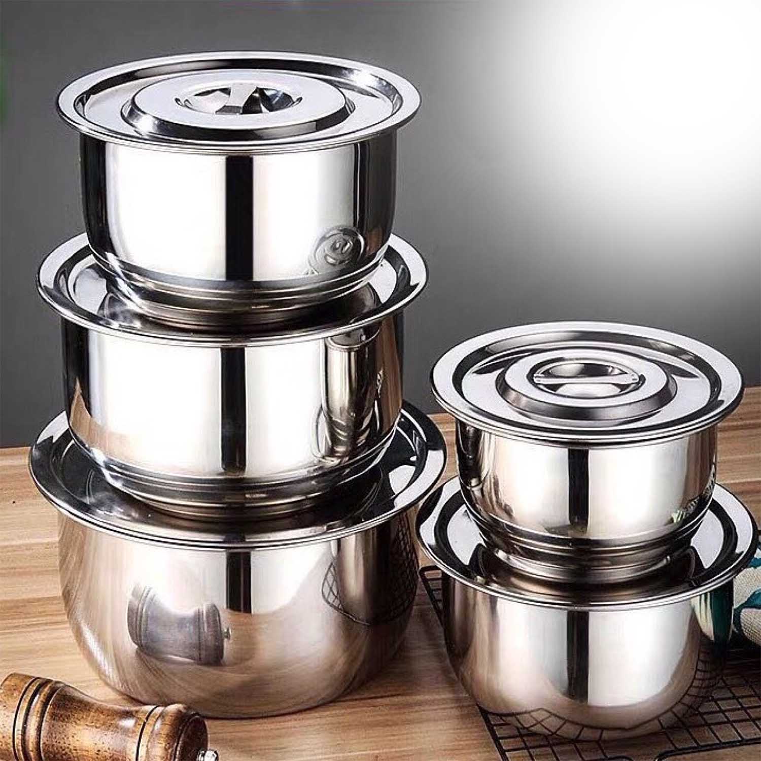 Stainless Steel Stock Pot Set: Keep Food Fresh and Convenient - MUGEN